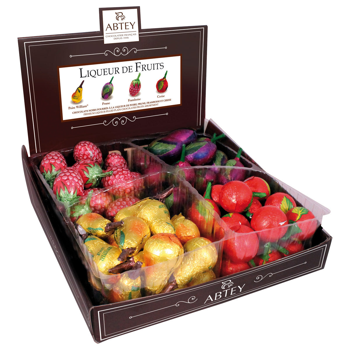 Abtey Chocolate Fruit Shapes Filled with Assorted Fruit Liqueurs – European Deli